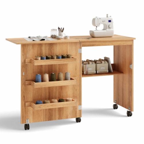 Slickblue Folding Sewing Craft Table with Shelf Storage Cabinet for Home Furniture 1 Unit Gerbes Super Markets