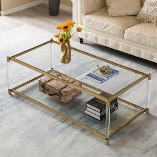 Acrylic gold coffee table store