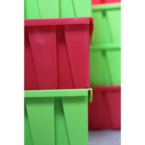 Basicwise Plastic Storage Stacking Bins Pink Pack Of 6 Red Set Of 6