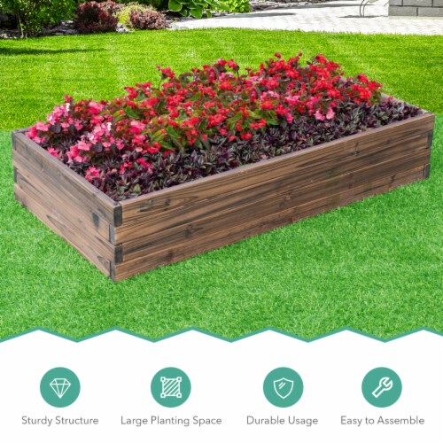 Gymax Wooden Raised Garden Bed Kit Elevated Planter Box For Growing