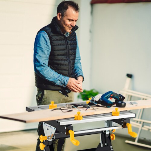 Folding Work Table Portable Workbench w/ Adjustable Height & Tiltable ... Folding Work Table Portable Workbench w/ Adjustable Height & Tiltable ...