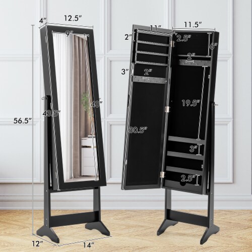 Free standing mirror with jewelry storage store