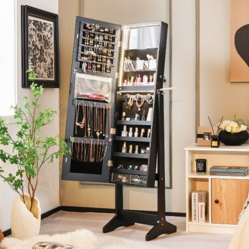 Slickblue Freestanding Jewelry Cabinet with Full Length Mirror Black 1 Unit King Soopers