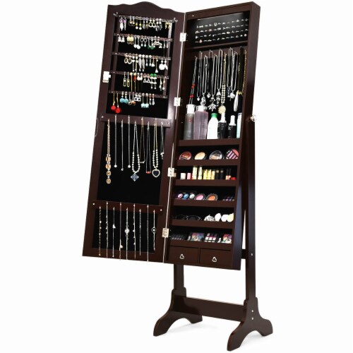 Led jewellery armoire with mirror store