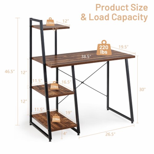 Slickblue Compact Computer Desk Workstation with 4 Tier Shelves for Home and Office 1 Unit Fry s Food Stores