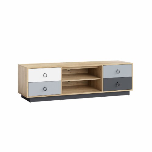 Slickblue Modern 55 Inch TV Stand with 2 Storage Cabinets for TVs up to 60 Inch Natural 1 Unit Fry s Food Stores