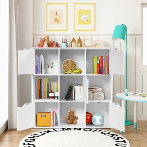 9 Cube Bookcase Cabinet Wood Bookcase Storage Shelves Room Divider Organization 1 unit Foods Co