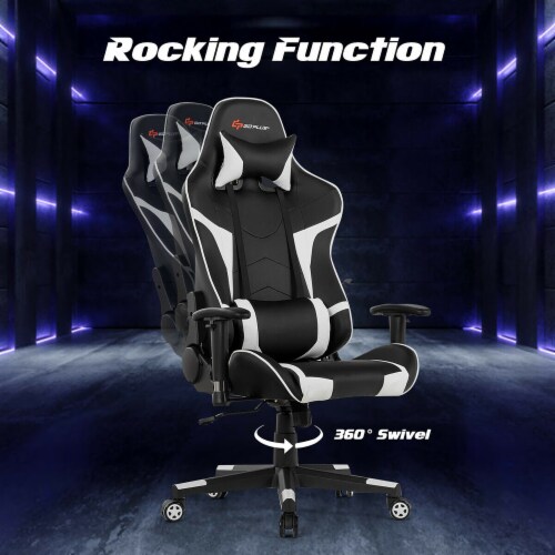 Goplus Massage Gaming Chair Reclining Swivel Racing Office Chair Wlumbar Support White 29