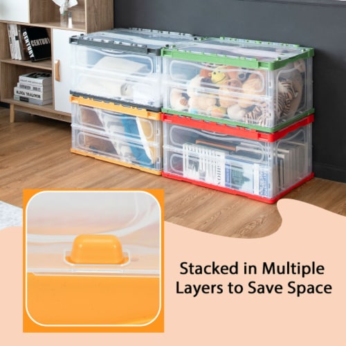 75l Collapsible Storage Bins Folding Plastic Stackable Utility Crates 4