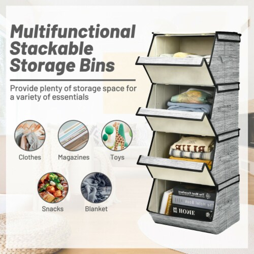 Large Stackable Bins Cubes W Lids Storage Organizers W Linenandoxford