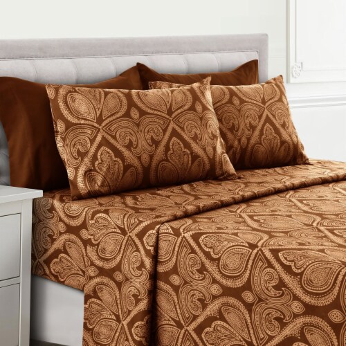 6 Piece Paisley Printed Egyptian Bed Sheets Set Soft Bedding Wrinkle Fade Stain Resist Twin Fry s Food Stores