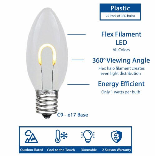 25 Pack C9 Led Outdoor Christmas Replacement Bulbs Blue C9 E17 Base