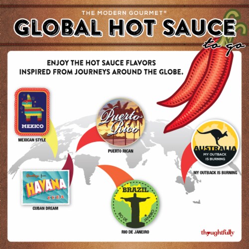 Thoughtfully Gourmet Hot Sauces To Go Global Edition T Set Includes 5 Hot Sauces 1 Each