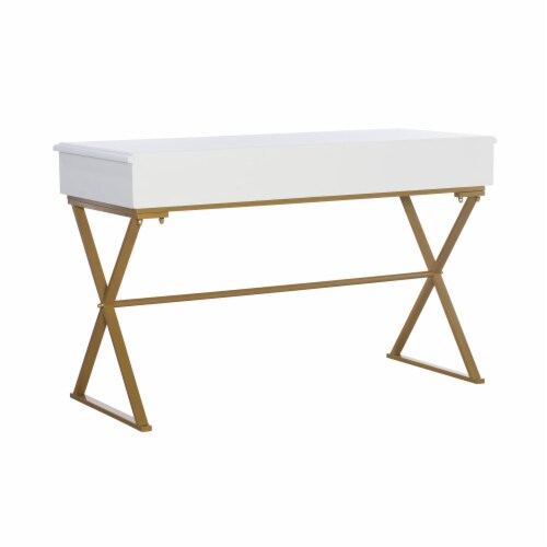 Two Drawer Campaign Desk White 1 Harris Teeter