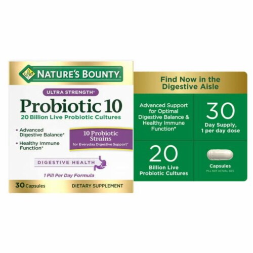 Nature'S Bounty Ultra Strength Probiotic 10 Capsules; 30 Count, 30 ... Nature'S Bounty Ultra Strength Probiotic 10 Capsules; 30 Count, 30 ...