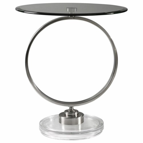 Uttermost Dixon 24 Round Metal and Glass Top Accent End Table in ... Uttermost Dixon 24 Round Metal and Glass Top Accent End Table in ...