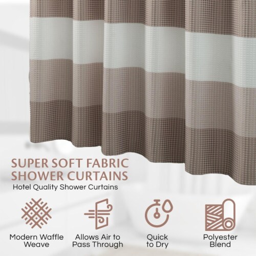 Dainty Home Striped Ombre Waffle Weave Textured Fabric Shower Curtain