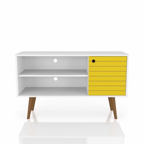 Manhattan Comfort Liberty 42.52 Mid Century Modern Tv Stand With 2 Shelves And 1 Door White 42.52 lx25.8 hx14.17 ind. Foods Co