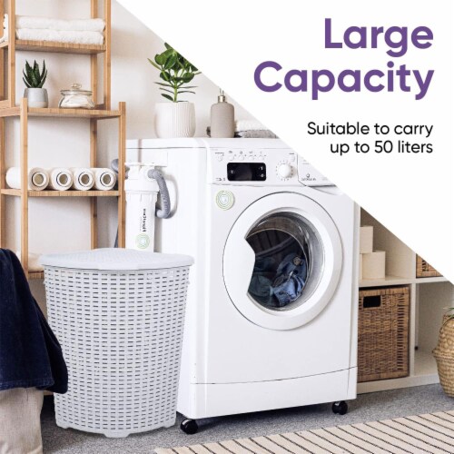 Superio 52 Liter Wicker Design Corner Laundry Hamper with Lid and Handles White 1 Piece Gerbes Super Markets