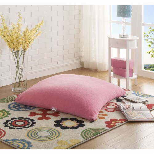Loungie Magic Pouf 3 In 1 Microplush Ottoman Bean Bag Floor Pillow Pink 35 L x 35 W x 7 H Metro Market