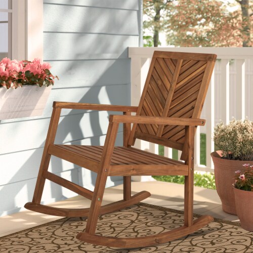 Ned Modern Chevron Back 300 Lbs Support Acacia Wood Patio Outdoor Rocking Chair 22.44x31.1x35.43 Fry s Food Stores