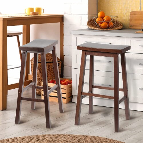 PJ Wood Classic Saddle Seat 24 Tall Kitchen Counter Stools Walnut Set of 2 1 Piece Fry s Food Stores