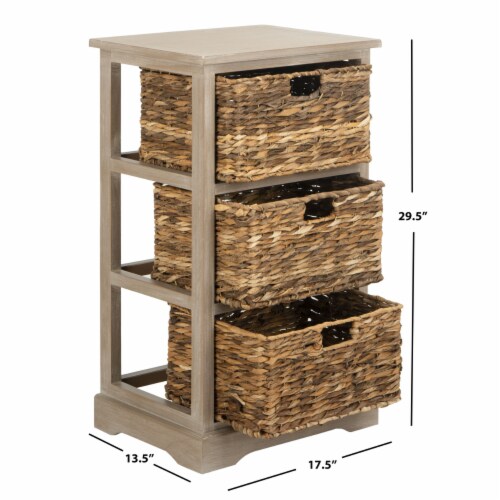 Halle 3 wicker basket storage side table safavieh store