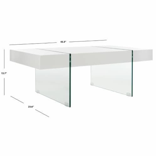 SAFAVIEH Jacob Rectangular Glass Leg Modern Coffee Table White Glass 43.3 x 23.6 x 15.7 W Kroger