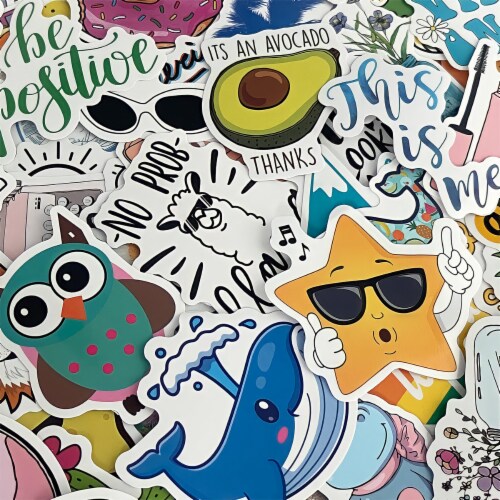 Wrapables Waterproof Vinyl Stickers for Water Bottles 100pcs Groovy Vibes 100 Pieces Baker s