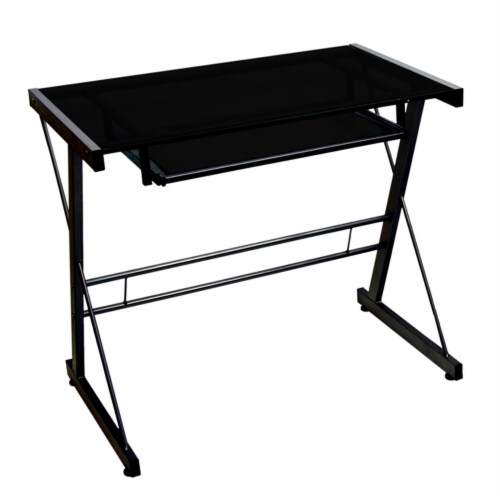 Solo Small Glass Top Computer Desk in Black Walker Edison 1 Kroger