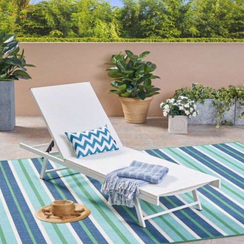 Simplie Fun White Mesh Chaise Lounge for Outdoor Relaxation and Sunbathing 1 count Gerbes Super Markets