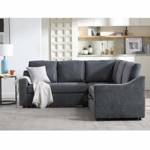 Simplie Fun Cozy Chenille Corner Sofa with Pull Out Bed for 5 1 count Kroger
