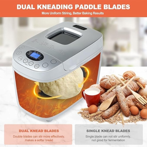 Patioer Bread Machine with Dual Kneading Paddles Light Medium Dark 1 King Soopers