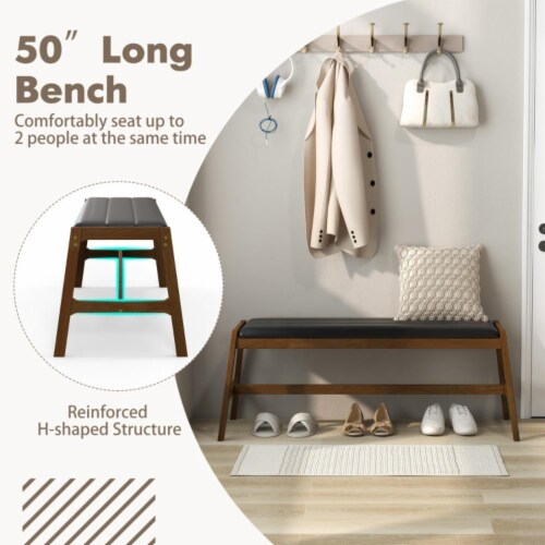 Hivvago 50 Inch Long Solid Wood Dining Bench Upholstered Table Bench 1 Piece King Soopers