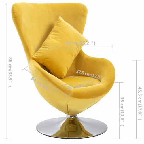 vidaXL Swivel Egg Chair with Cushion Yellow Velvet 1 Foods Co