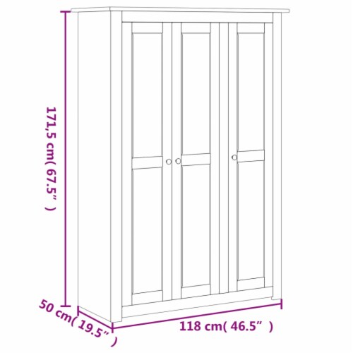 vidaXL 3 Door Wardrobe White 46.5 x19.7 x67.5 Pine Panama Range 46.5 x19.7 x67.5 1 Foods Co