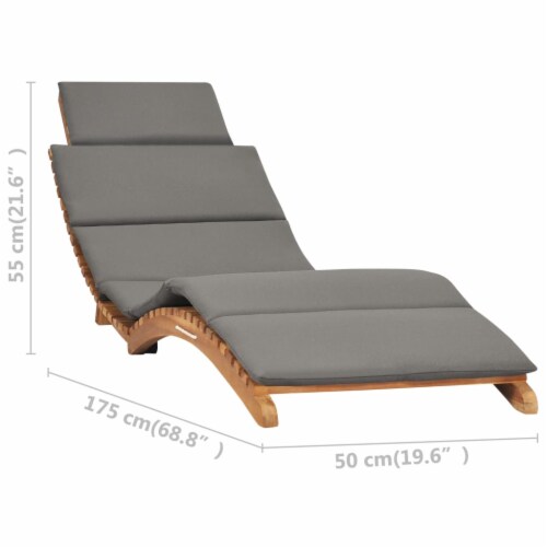 vidaXL Folding Sun Lounger with Dark Gray Cushion Solid Teak Wood 1 City Market
