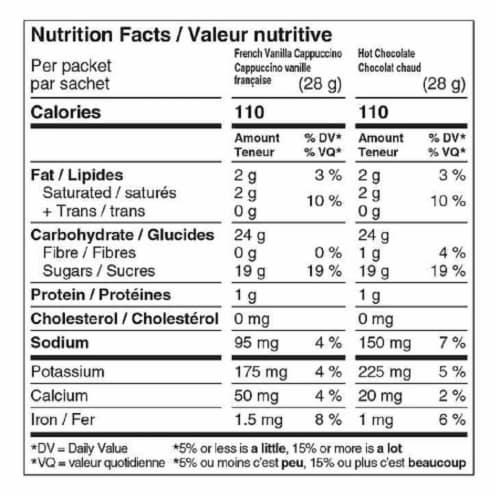 Tim Hortons Variety Mix Hot Chocolate And French Vanilla Cappuccino Packets 24 Count 1 Unit