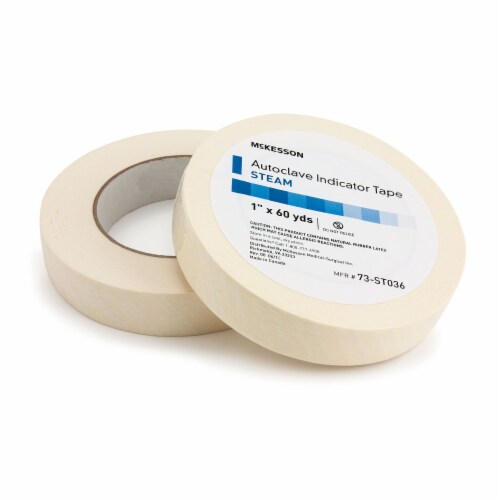 Mckesson Steam Indicator Tape 1 Inch X 60 Yard White 73 St36 18 Ct 18
