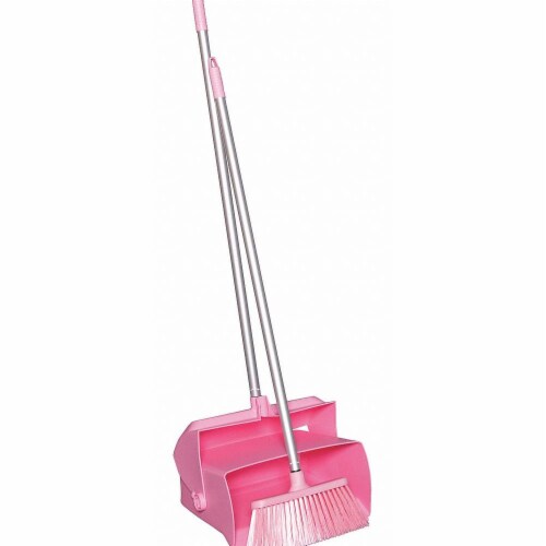 Pink broom and dustpan store