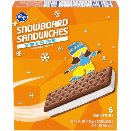 Kroger® Snowboard Vanilla Ice Cream Sandwiches 6 Ct Smiths Food And