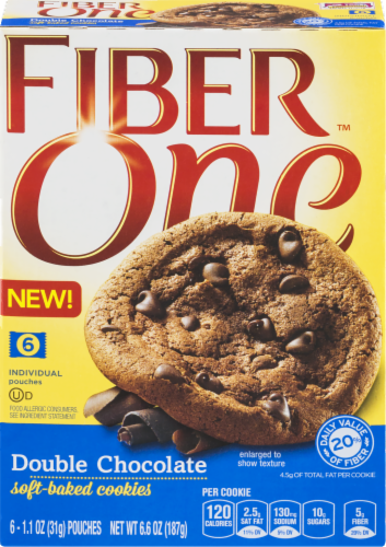 Fiber One Soft Baked Double Chocolate Chip Cookies 6 Ct 1 1 Oz Kroger