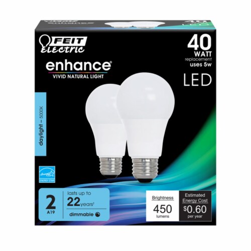 Feit Electric Enhance A19 E26 (Medium) LED Bulb Daylight 40 Watt ... Feit Electric Enhance A19 E26 (Medium) LED Bulb Daylight 40 Watt ...