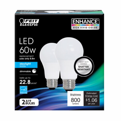 Feit Electric Enhance A19 E26 (Medium) LED Bulb Daylight 60 Watt ... Feit Electric Enhance A19 E26 (Medium) LED Bulb Daylight 60 Watt ...