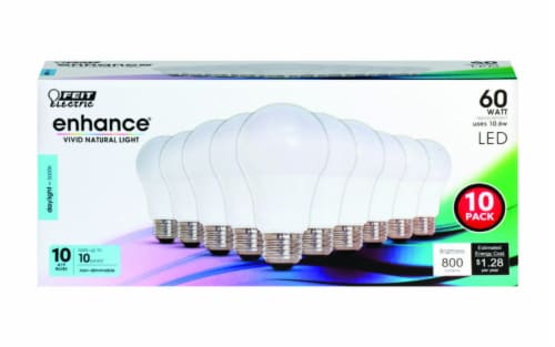 Feit Electric Enhance A19 E26 (Medium) LED Bulb Daylight 60 watt Watt ... Feit Electric Enhance A19 E26 (Medium) LED Bulb Daylight 60 watt Watt ...