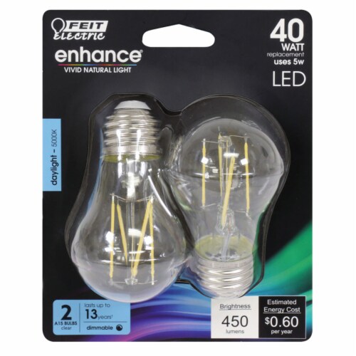 Feit Electric Enhance A15 E26 (Medium) Filament LED Bulb Daylight 40 ... Feit Electric Enhance A15 E26 (Medium) Filament LED Bulb Daylight 40 ...