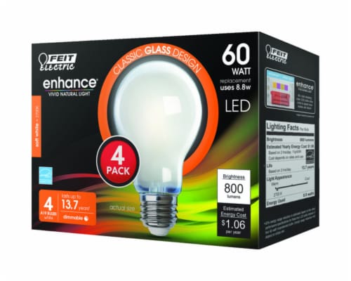 Feit Electric Enhance A19 E26 (Medium) LED Bulb Soft White 60 Watt ... Feit Electric Enhance A19 E26 (Medium) LED Bulb Soft White 60 Watt ...