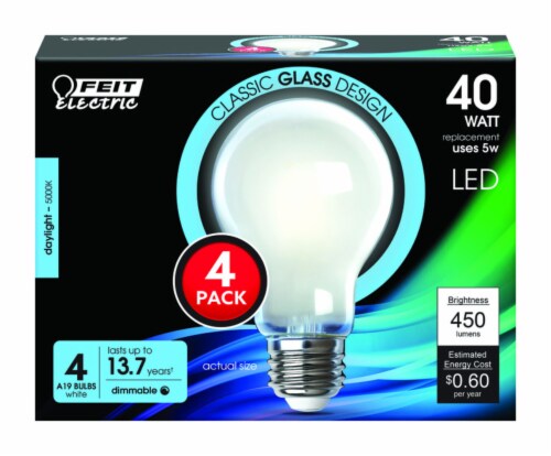 Feit Electric A19 E26 (Medium) Filament LED Bulb Daylight 40 Watt ... Feit Electric A19 E26 (Medium) Filament LED Bulb Daylight 40 Watt ...