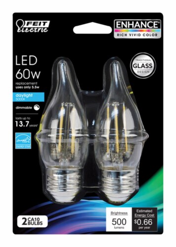 Feit Electric Enhance CA10 E26 (Medium) LED Bulb Daylight 60 Watt ... Feit Electric Enhance CA10 E26 (Medium) LED Bulb Daylight 60 Watt ...