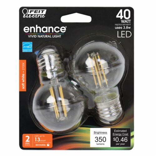 Feit Electric Enhance G16.5 E26 (Medium) LED Bulb Soft White 40 Watt ... Feit Electric Enhance G16.5 E26 (Medium) LED Bulb Soft White 40 Watt ...